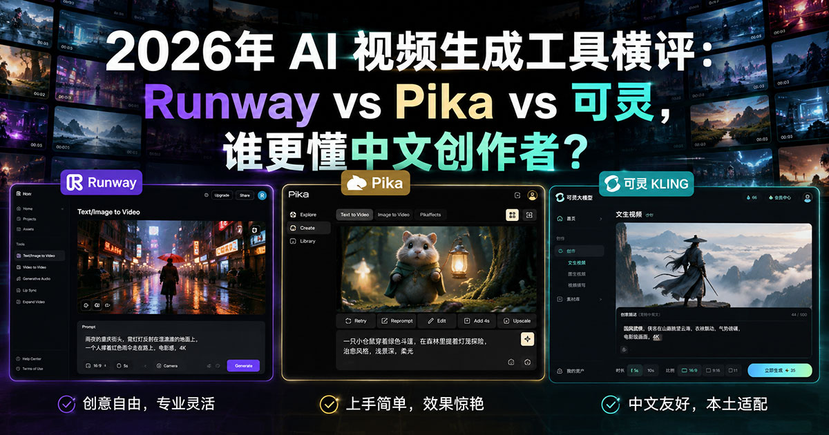 2026年 AI 视频生成工具横评：Runway vs Pika vs 可灵，谁更懂中文创作者？ | TAIM.PLUS